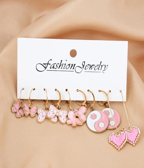 Buy DESTINY JEWEL'S Gold Plated Pink Butterfly and Drop Heart Shaped ...