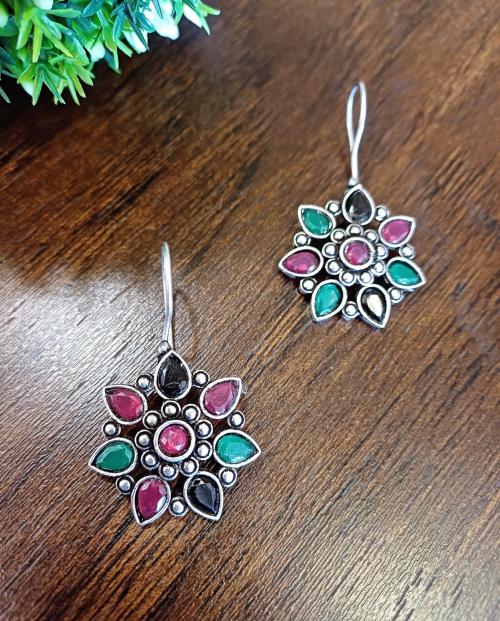 Buy Jeweltos Silver Floral Stud Hook Earring For Women & Girls Online ...