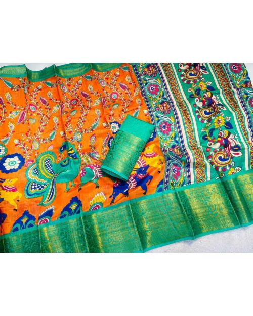 Buy Radha's Inch Gold Zari Pencil Jacqrad Weaving Border Dola Silk ...