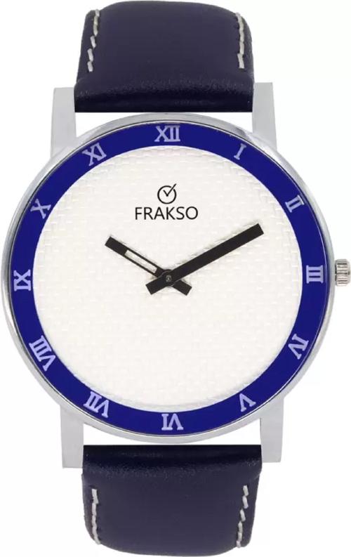 Buy Frakso Stylish White Color Dial & Navy Blue Color Strap Trending Design Slim Analog Watch ...