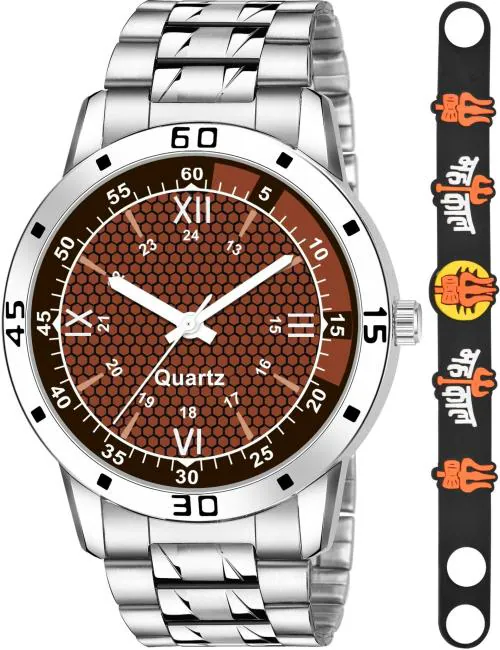 Buy HENCY K10+004 Designer Watch And Mahakal Rubber Strap Bracelet Combo For Men And Boys (Pack ...