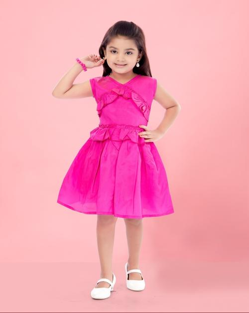 Buy Aarika Girls Rani Color Solid Pattern Frock Online at Best Prices ...