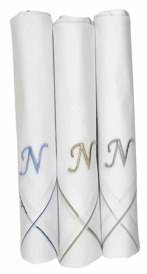 Buy Concerto Men's Fine Cotton (White) Embroidered Initial Handkerchief ...