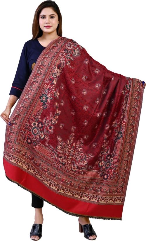 Buy FusFus Women Maroon Floral Print Acrylic Shawl - Free Size Online ...