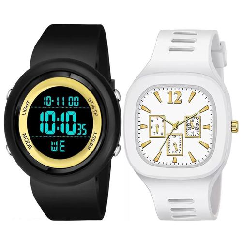 Buy Red Fish New Golden and White Round Shape Dial Digital Waterproof ...