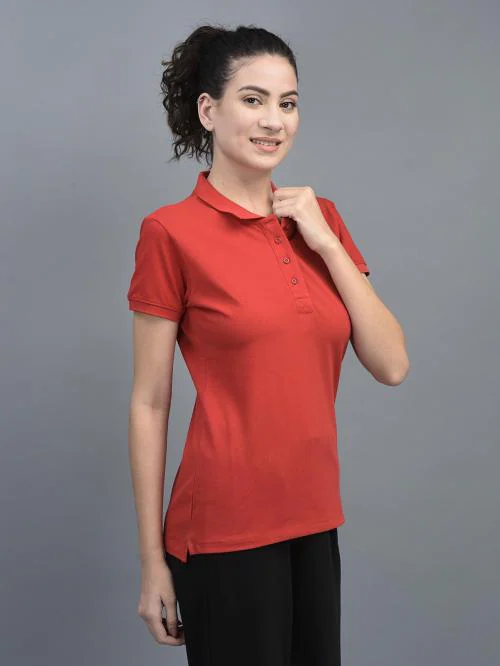 Buy Dollar Women's Solid Premium Cotton Colored Polo Tshirt Online at ...