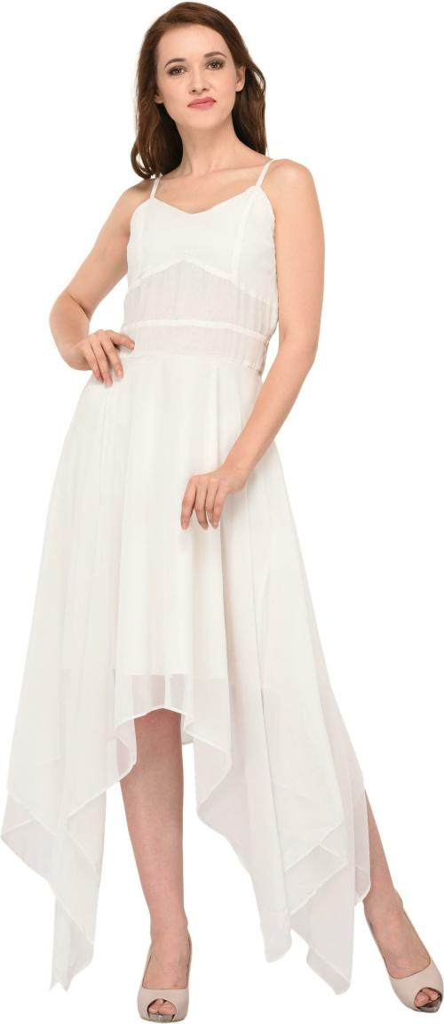 Buy Lilyn Women White Georgette Maxi Dress (S) Online at Best Prices in ...