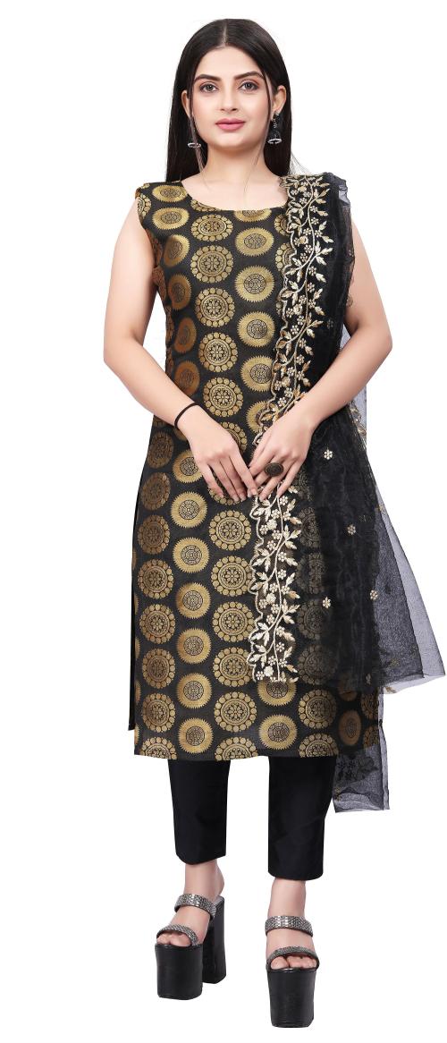 Buy sukhnath creation Women's Silk Blend Black Straight Kutra, Pant ...