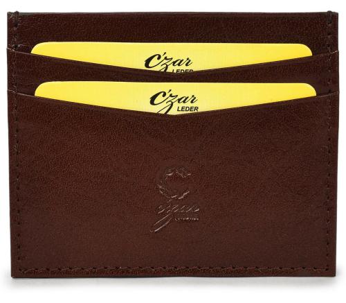 Buy Czar Leder Brown Genuine Leather 3 Slot Card Holder for Men and ...