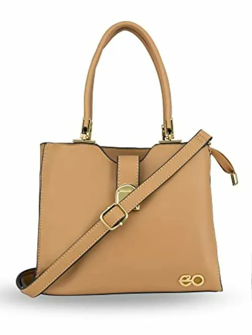 Buy E2O Women's Tan Polyurethane Satchel Handbag Online at Best Prices ...