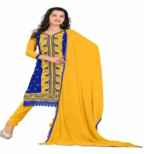 Buy JHEENU Shree Vardhman Women Multicolor Embroidered Cotton Blend ...