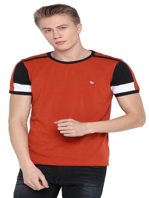 Buy BULLMER Multicolor Halfl sleeve Single Colorblock Round Neck T ...