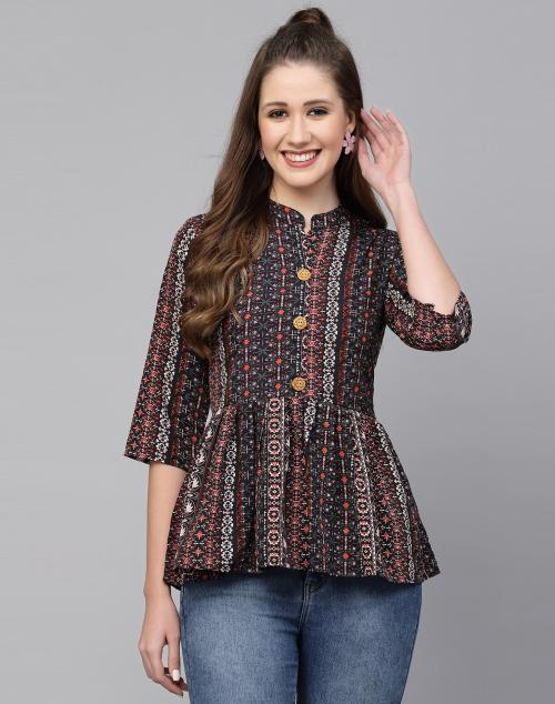 Buy Selvia Crepe Multicolor Printed Top | tops for women | tops | women ...