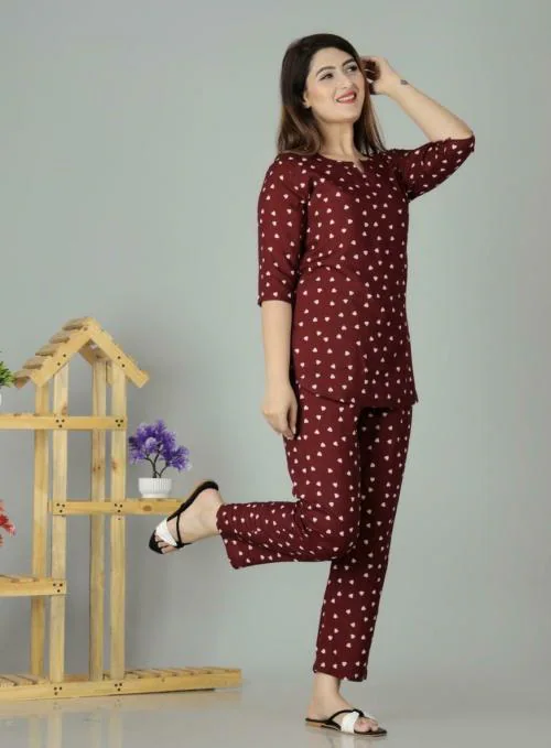 Buy Meena Collection Women Printed Maroon Night Suit Set Online at Best Prices in India - JioMart.