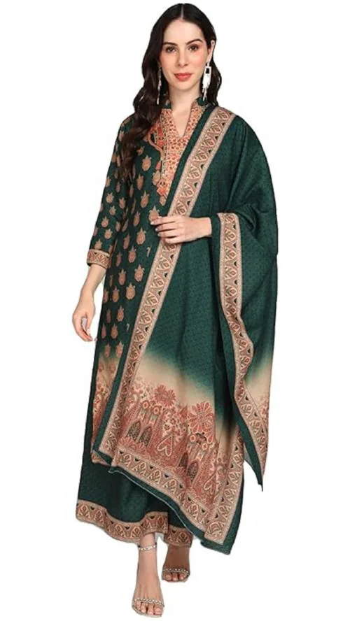 Buy Jayri Women's Woolen Unstitched Printed Suit Material with ...