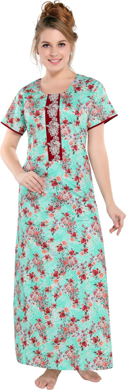 Pearl Night Wears Womens Blue Cotton Nighty - Large - JioMart