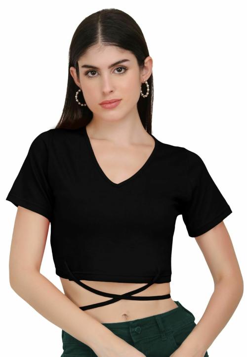 Buy AD2CART A4327 Women Cotton V neck Cap sleeve Blouse Draw string ...
