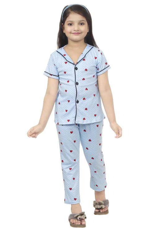 Buy Burbn Girls Printed Cotton Nightsuit set Online at Best Prices in ...
