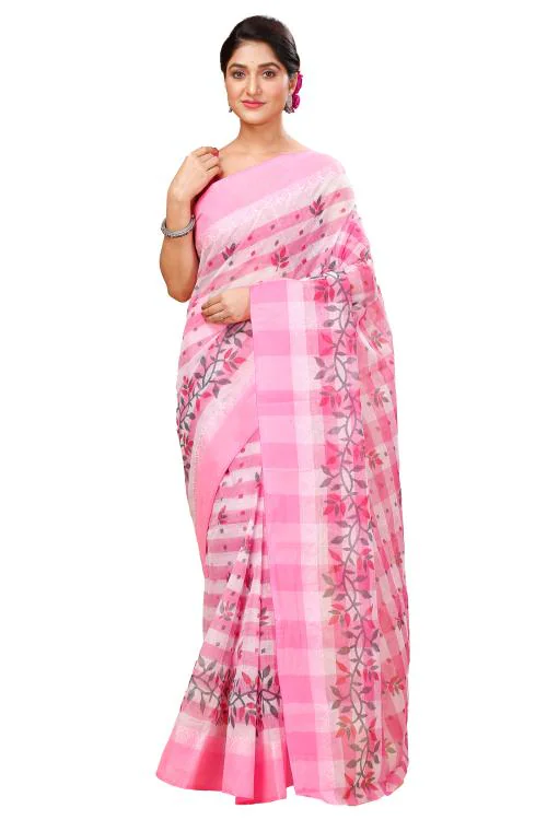 Buy Happy creation Pure Bengali Cotton Tant Saree without blouse piece ...