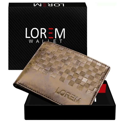 Buy LOREM Brown 3D Emboss Square Bi-Fold Faux Leather 3 ATM Card Slots Wallet For Men ML-WL36 ...
