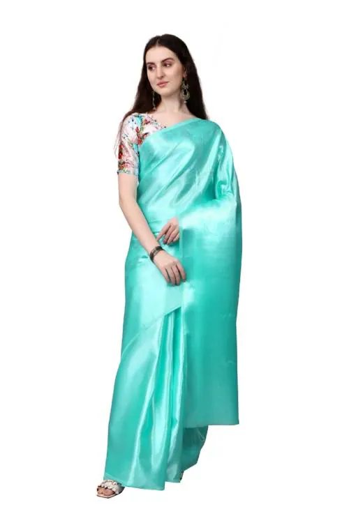 Buy Solid/Plain Bollywood Satin Saree Online at Best Prices in India ...