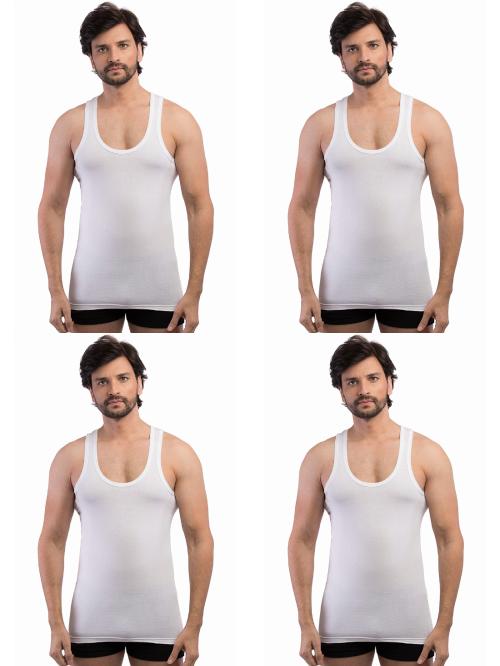 Buy VIP Bonus Vest 100 % Cotton White Pack of 4 Online at Best Prices ...