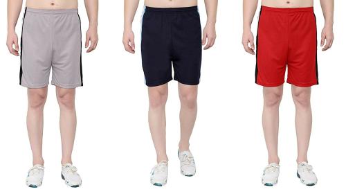 Buy 00RA WITH AS LOGO Men Navy, Red, Grey Pack Of 3 Sports Shorts ...