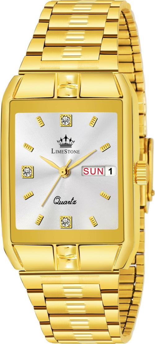 Buy LIMESTONE Analog Silver Dial Gold Strap Watch For Men (LS3052 ...