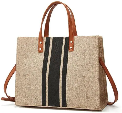 Buy INKMILAN Beige and Black Canvas Tote Bag Online at Best Prices in ...