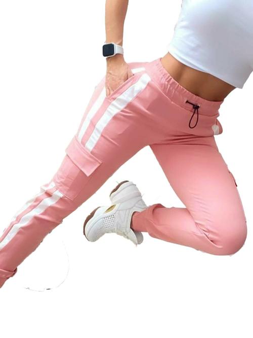 Buy Womens Womens Color Block Full Length Pink and White Polyester Slim ...