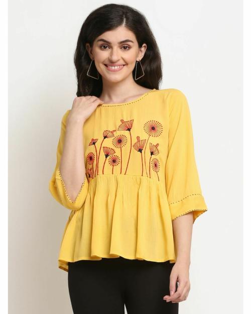Buy La Zoire Round Neck Embroided Top Online at Best Prices in India ...
