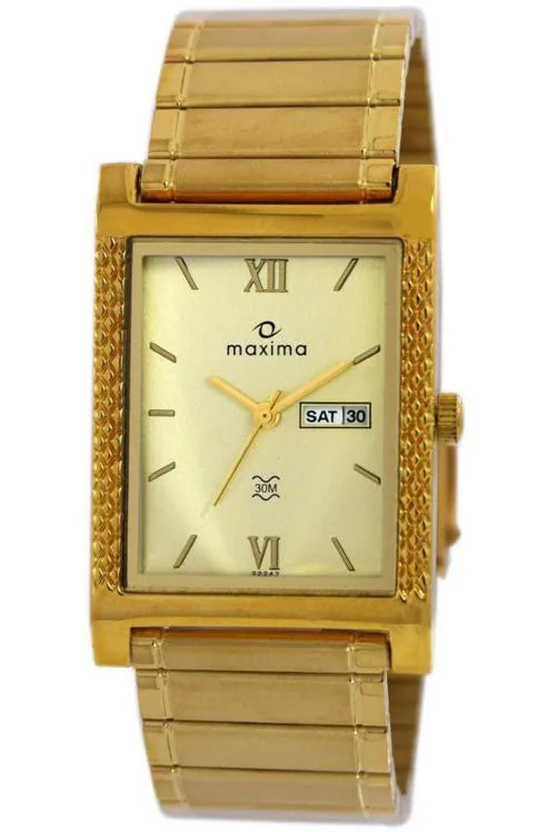 Buy Maxima Analog Yellow Dial Gold Strap Watch For Men (22242CMGY ...