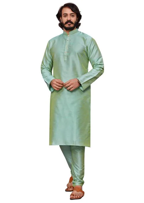 Buy EARTH ART SILK SELG DESIGN KURTA FOR MENS LIGHT GREEN XXXL Online ...