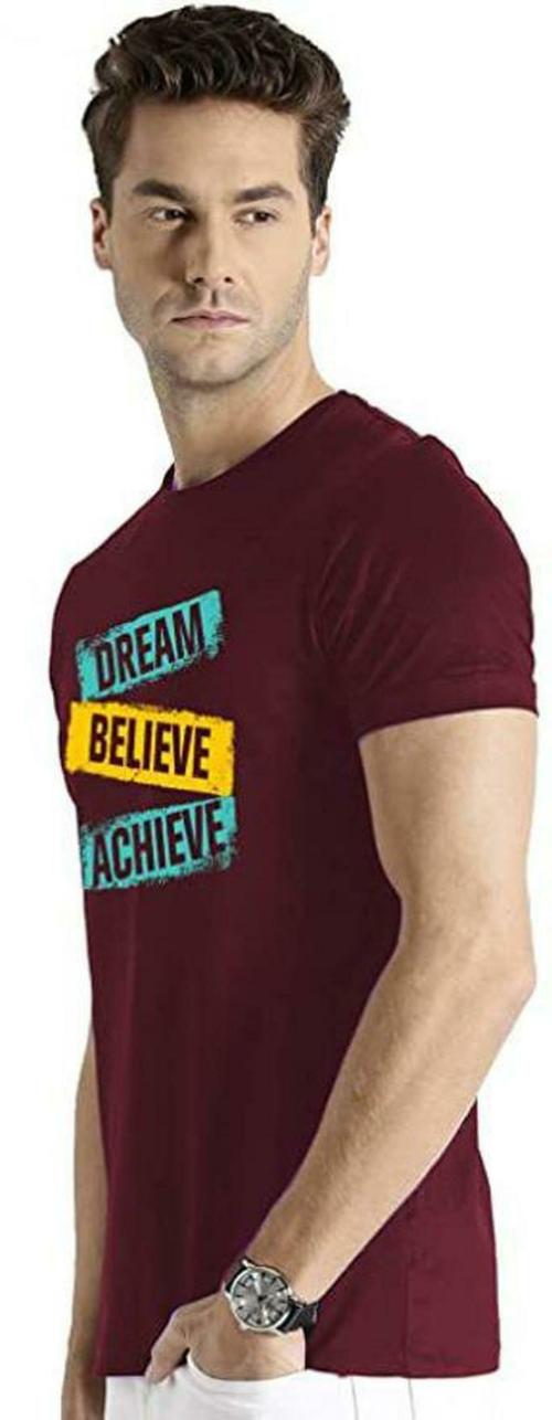 Buy DEVILTEES Men Maroon Printed Cotton Blend T-Shirt Online at Best ...