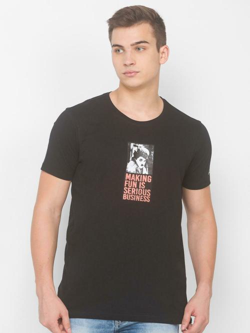 Buy Spykar Black Cotton Slim Fit T-shirt For Men Online at Best Prices ...