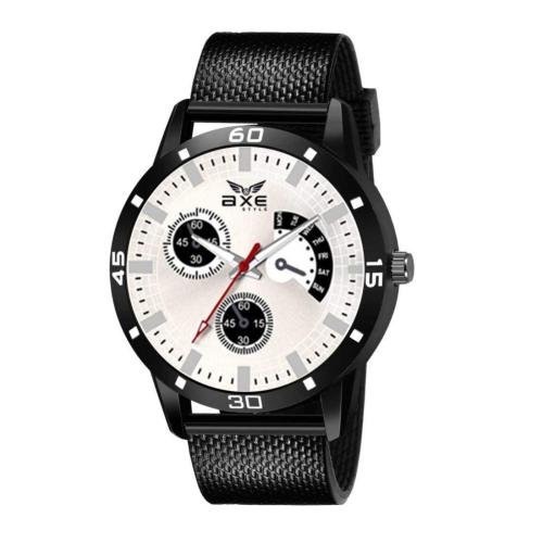 Buy Axe Style Analog White Dial Black Strap Watch for Men (X-7058 ...