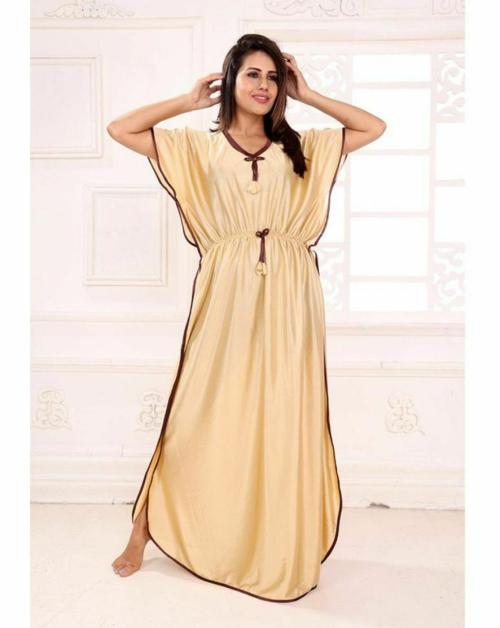 Buy BAILEY SELLS Women Brown Solid Satin Nighty - Free Size | Free Size ...
