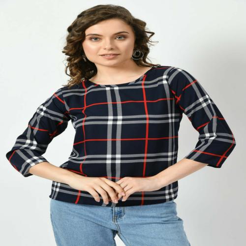 Buy Legit Affair Blue And Red Checked top for women's trendy/stylish ...