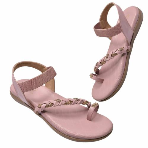 Buy Stepee Casual & Trendy Peach Flats Ankle Strap One Toe Flat Sandal ...