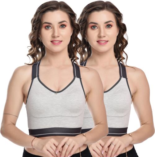 Buy Alishan Black and Grey Cotton Blend Non Padded Bra - 36B (AS0926 ...