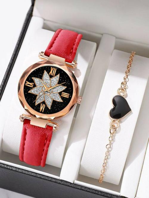 Buy Stojira Analog Black Dial Red Strap Wrist Watch For Women And Girls ...