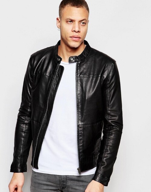 Buy PRIME LEATHER STUDIO Men's Black Hand made Genuine lambskin leather ...