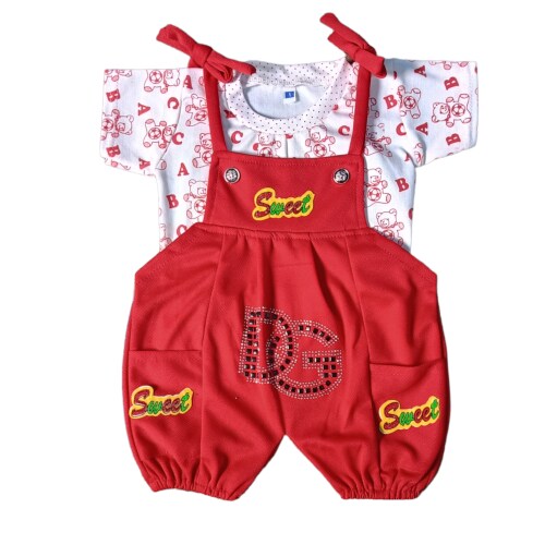 Buy KIDS DUNGAREES FOR BOYS & GIRLS COTTON 0-3 MONTH RED COLOR Online ...
