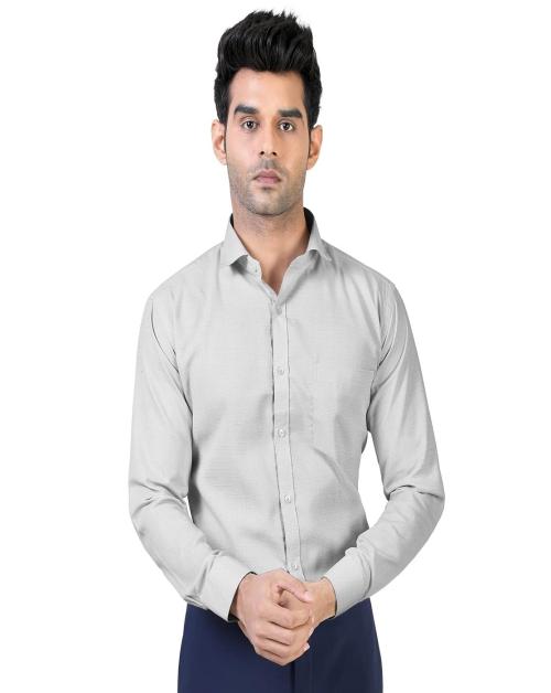Buy GESSATI Formal Slim Fit Office Cotton Shirt for Men & Boy- Grey ...