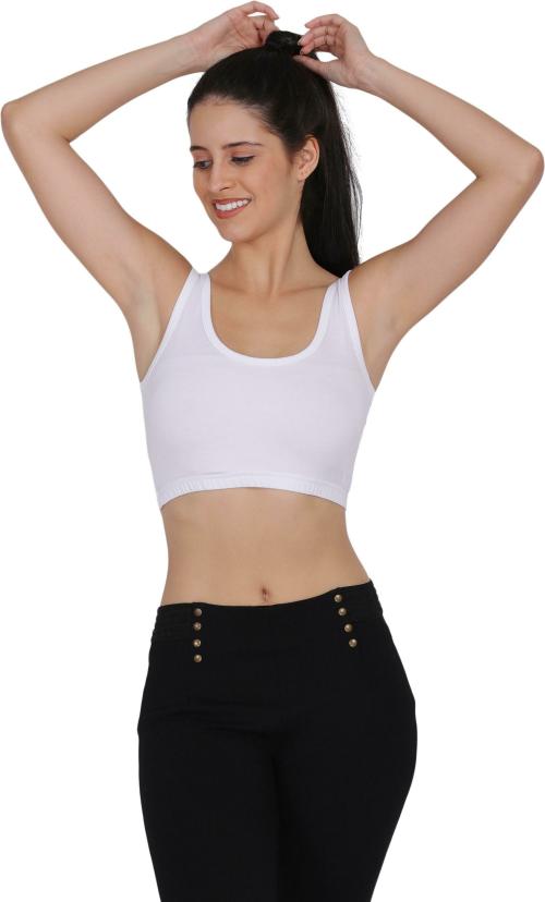 Buy Milaca Women White Elastane Single Non Padded Sports Bra (XL ...