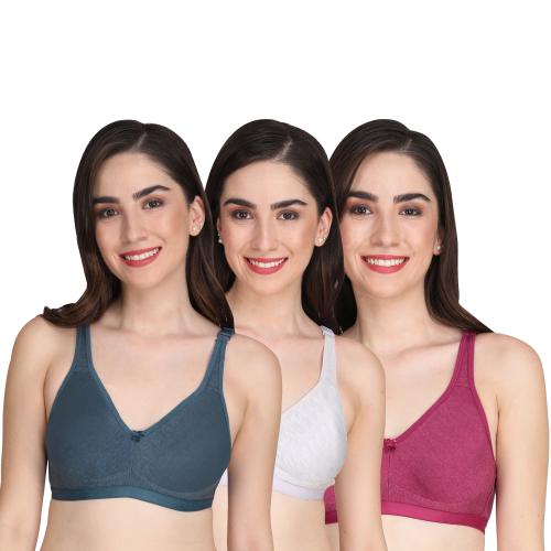 Buy Liigne 3 Hook Non Padded Everyday Bra For Women (Pack Of 3) Online at Best Prices in India ...