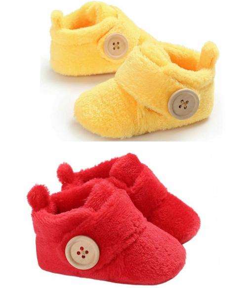 Buy BASICS21 Baby Girls And Baby Boys Red Soft Base Booties Online at ...