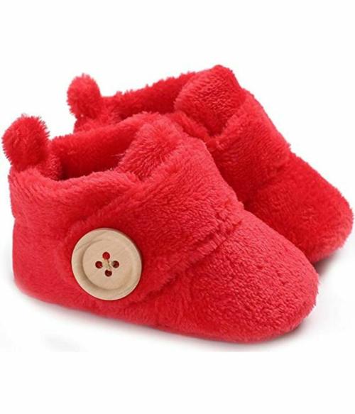Buy BASICS21 Baby Girls And Baby Boys Red Soft Base Booties Online at ...