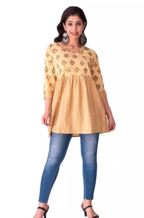 Buy f Fabrona Women Embroidered Pure Cotton Flared Tops & Tunics Online ...
