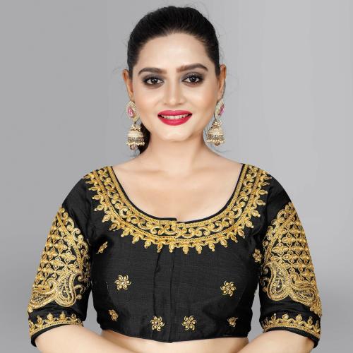 Buy Jay Pal Women Black Art Silk Boat Neck Blouse Online at Best Prices ...